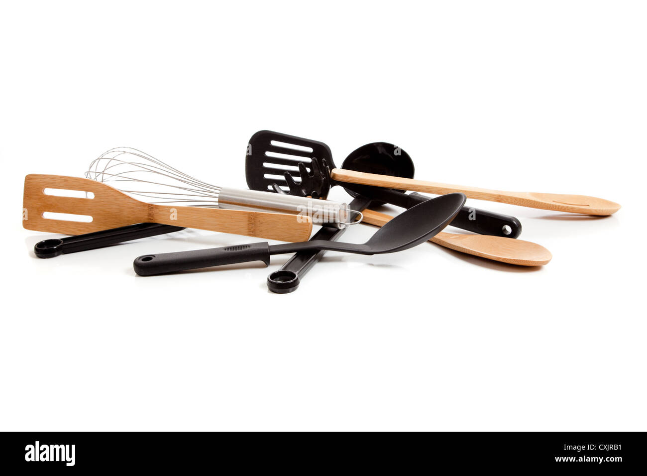 Various utensils on a white background Stock Photo - Alamy