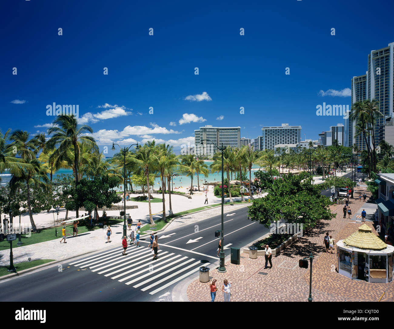 Waikiki Beach and Kalakaua Avenue Stock Photo - Alamy