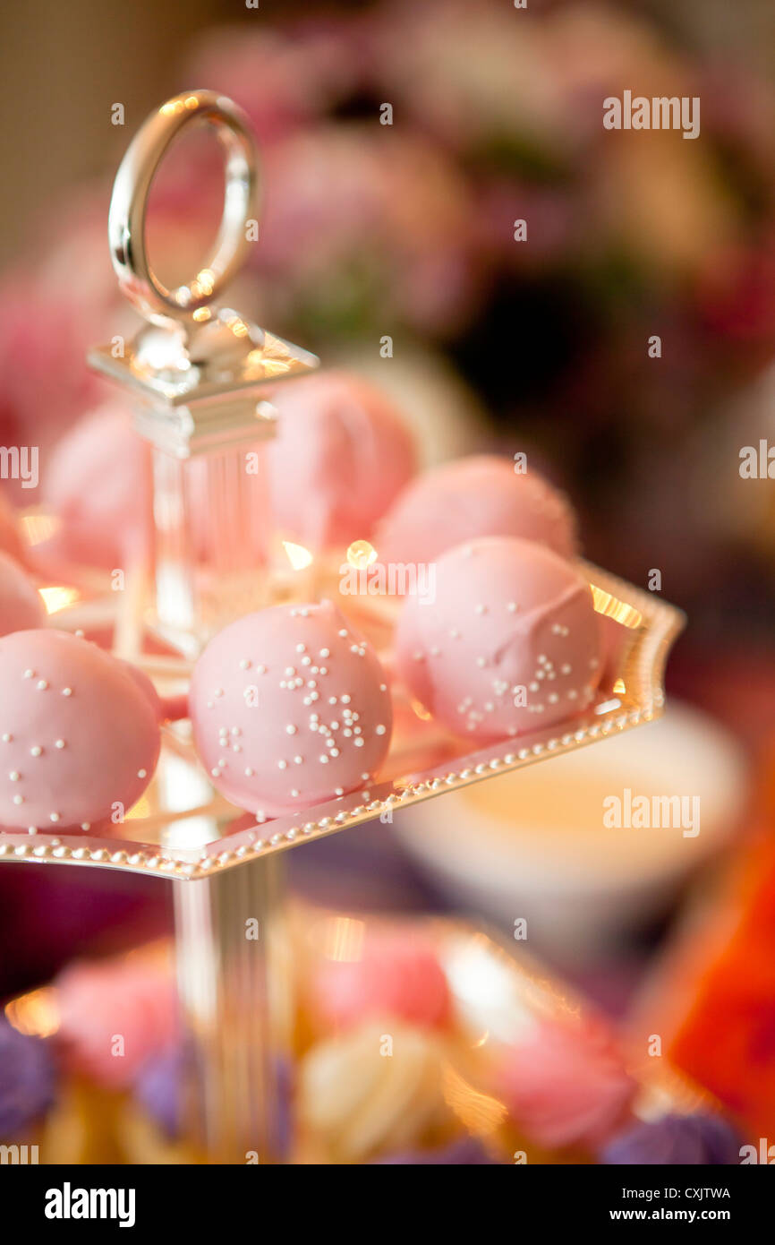 Chocolates on Dessert Stand Stock Photo - Alamy