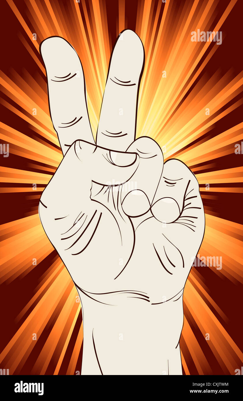 Victory hand sign Stock Photo - Alamy