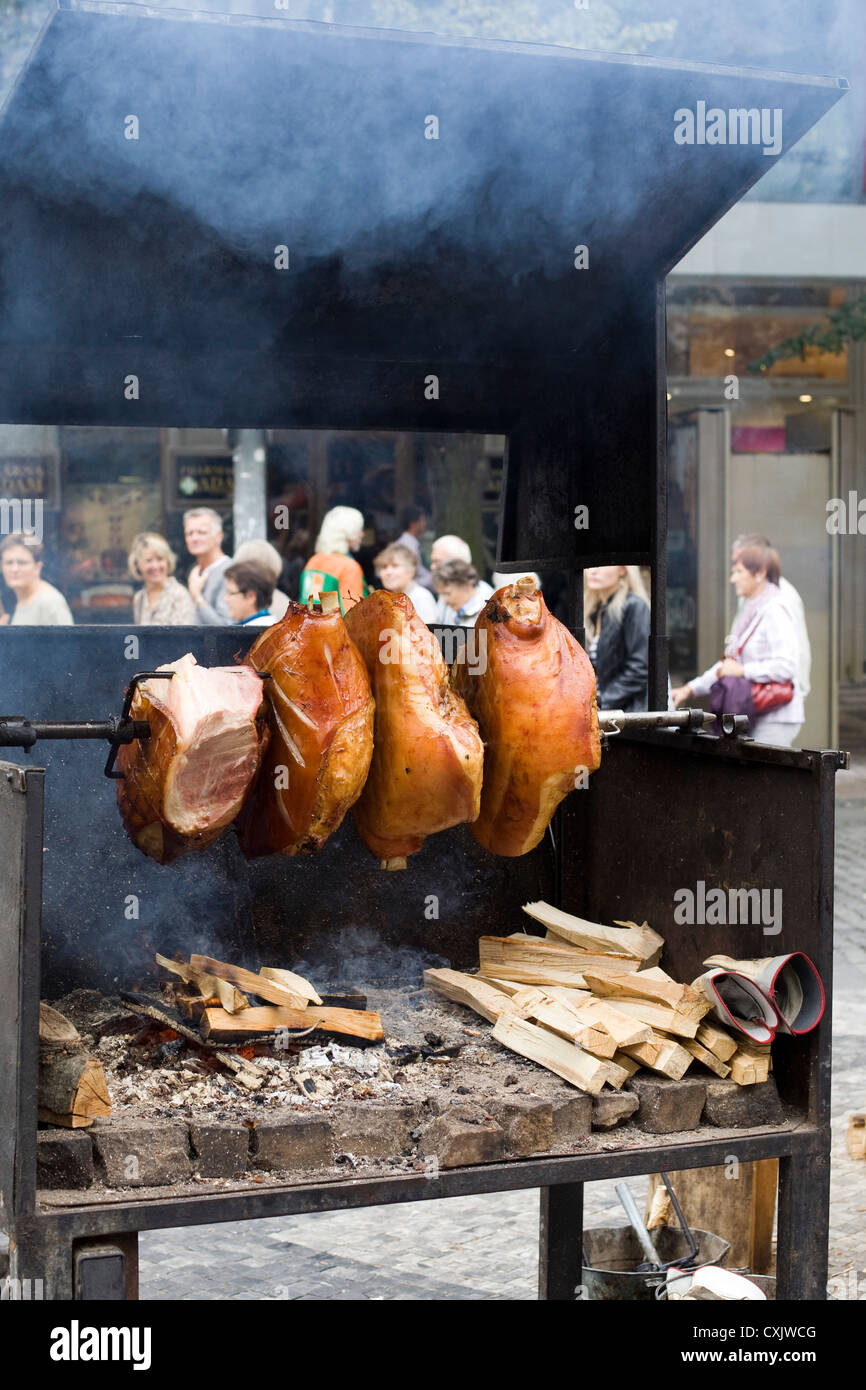 Outside grill in Prague old town square Stock Photo - Alamy
