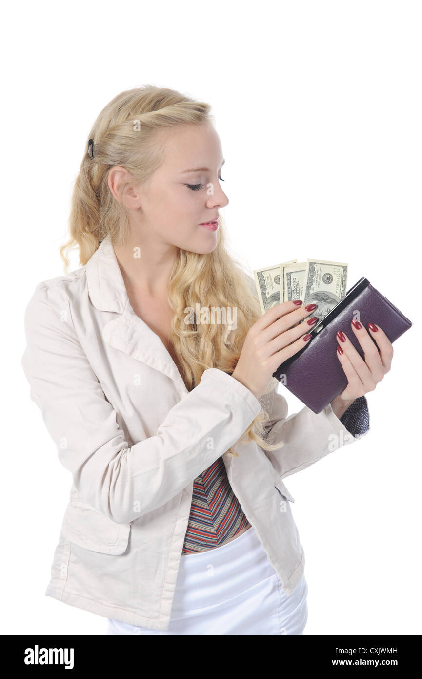 woman with money Stock Photo - Alamy