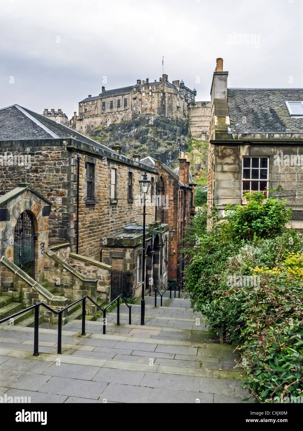 Edinburgh Castle and The Vennel seen from Browns Place in Edinburgh ...