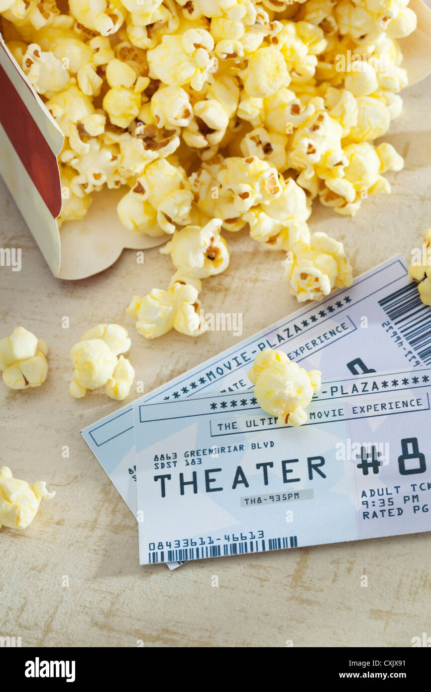 Popcorn and Movie Tickets Stock Photo - Alamy