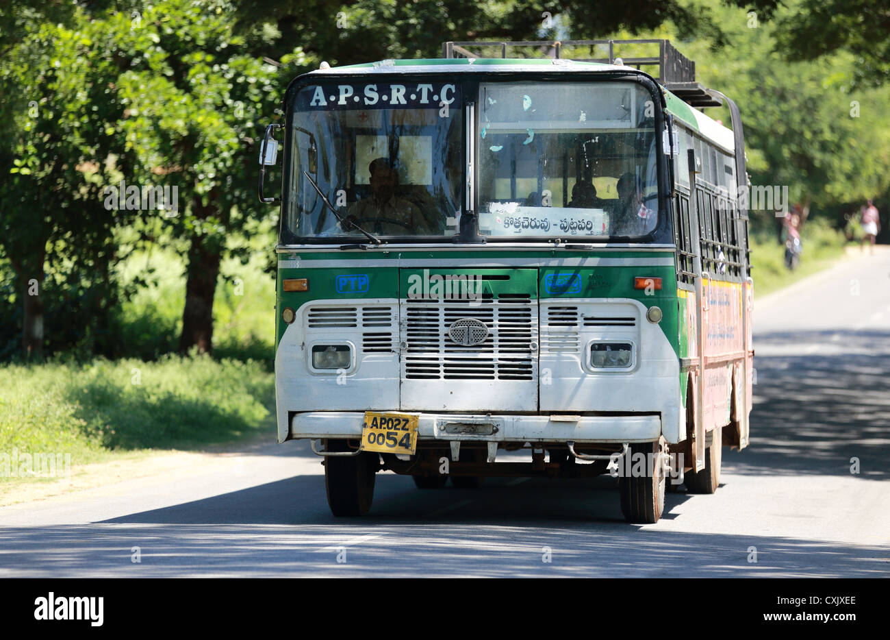 Local bus on the road Andhra Pradesh South India Stock Photo - Alamy