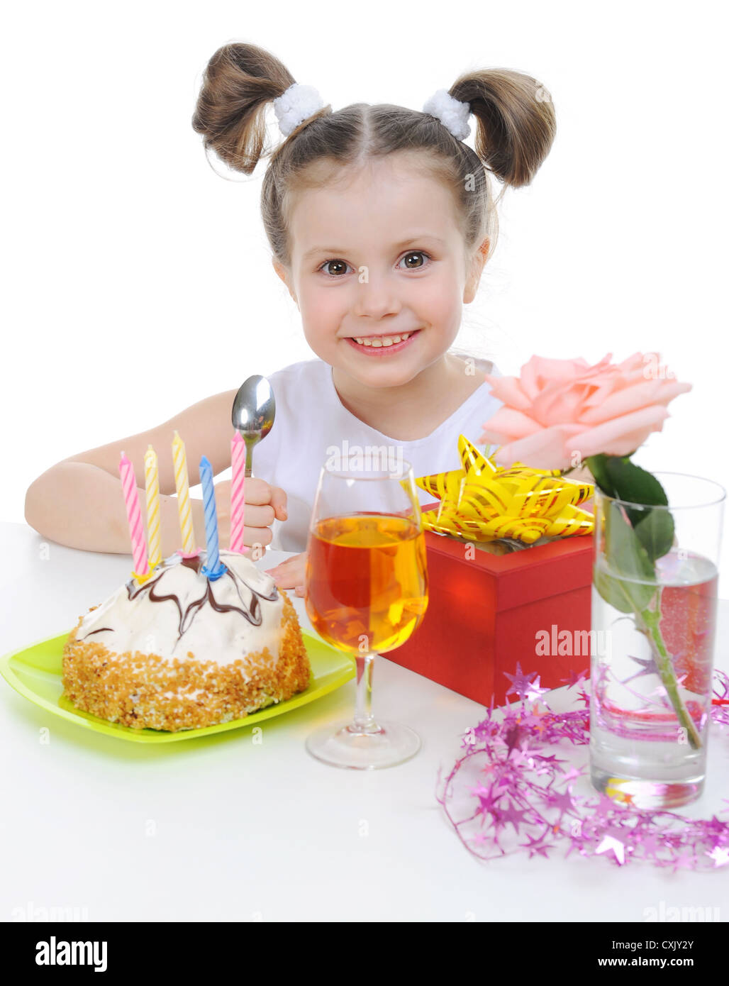 Beautiful little girl celebrates birthday Stock Photo - Alamy