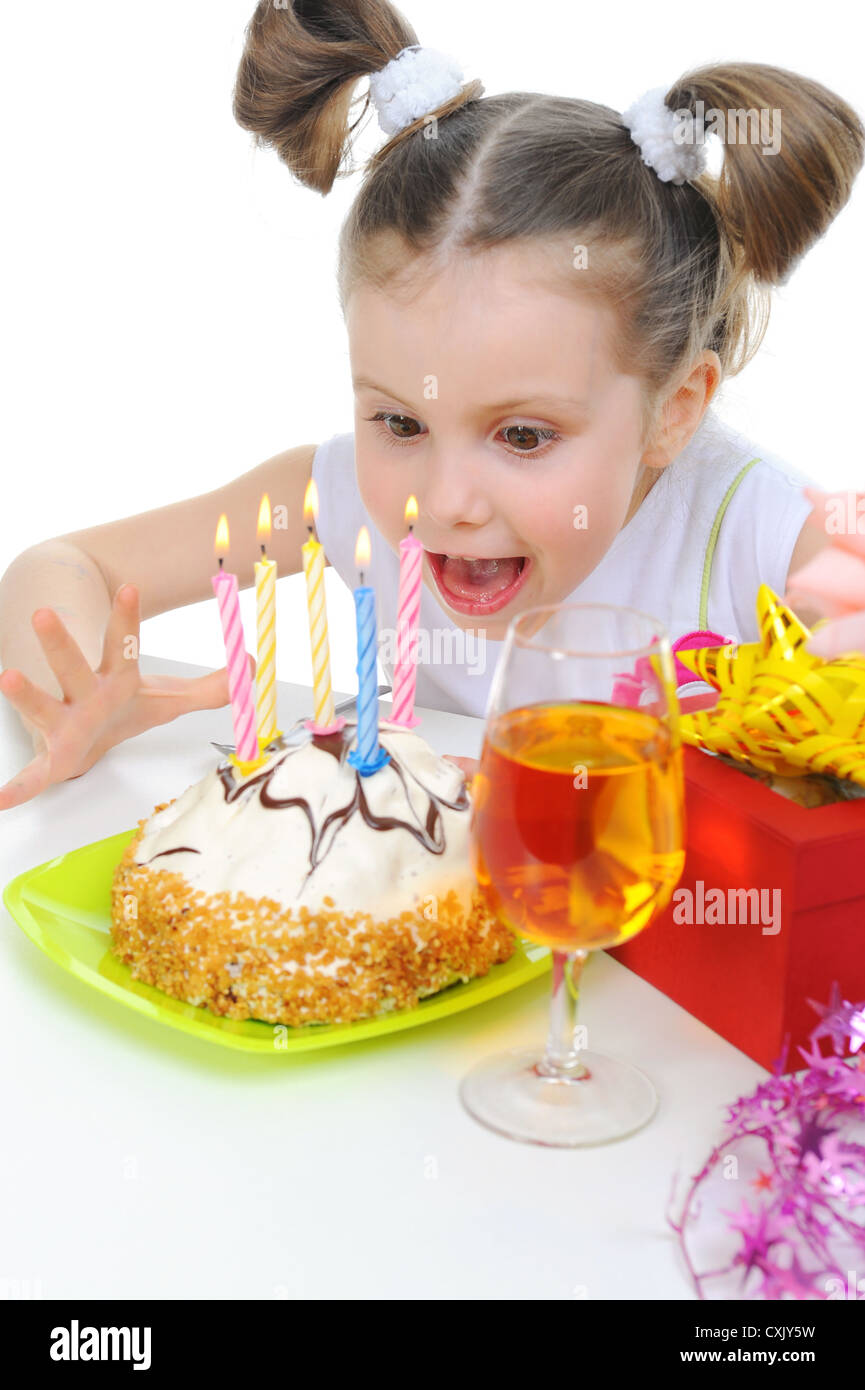 Beautiful little girl celebrates birthday Stock Photo - Alamy