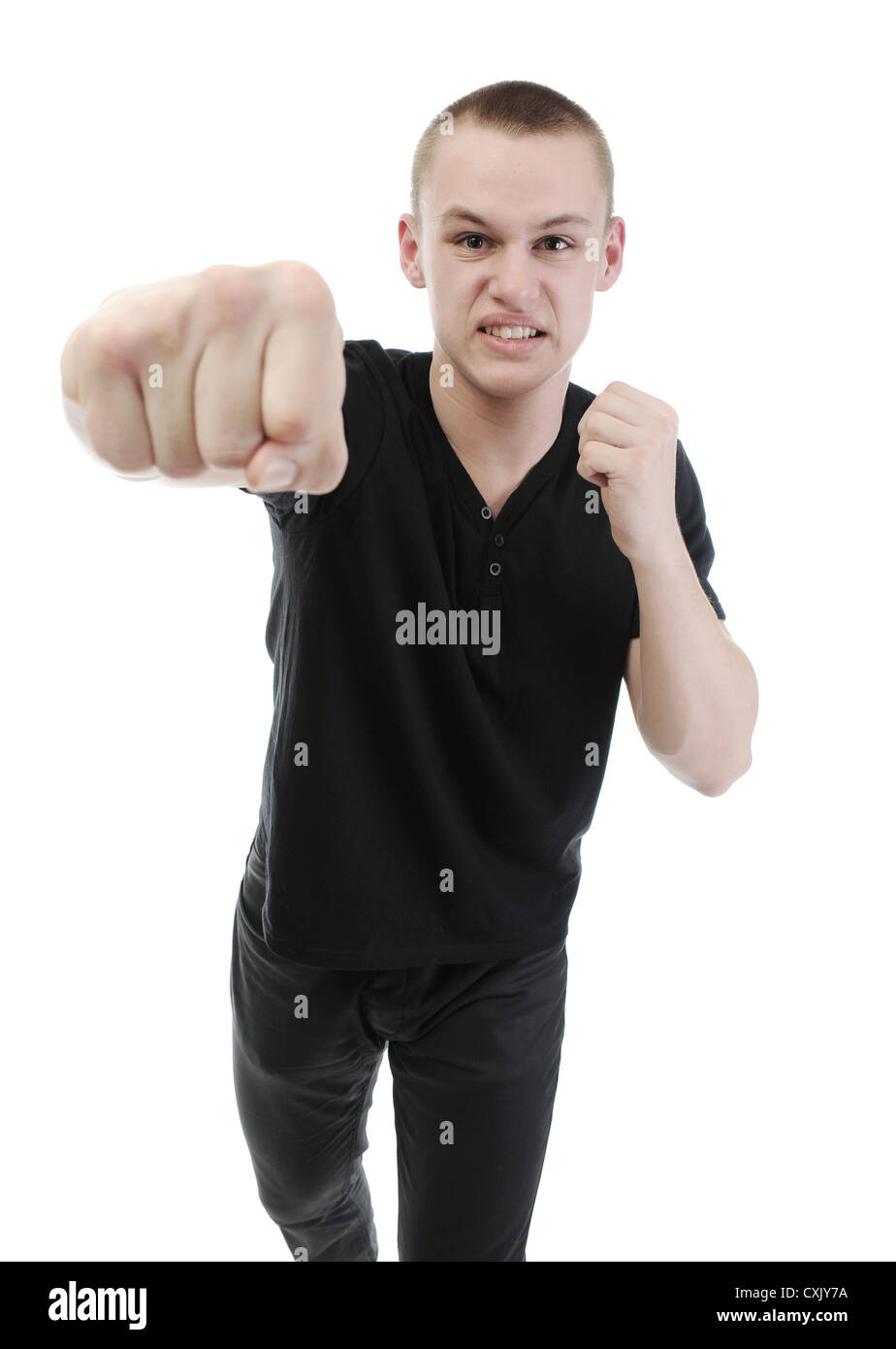 Angry man punched Stock Photo - Alamy