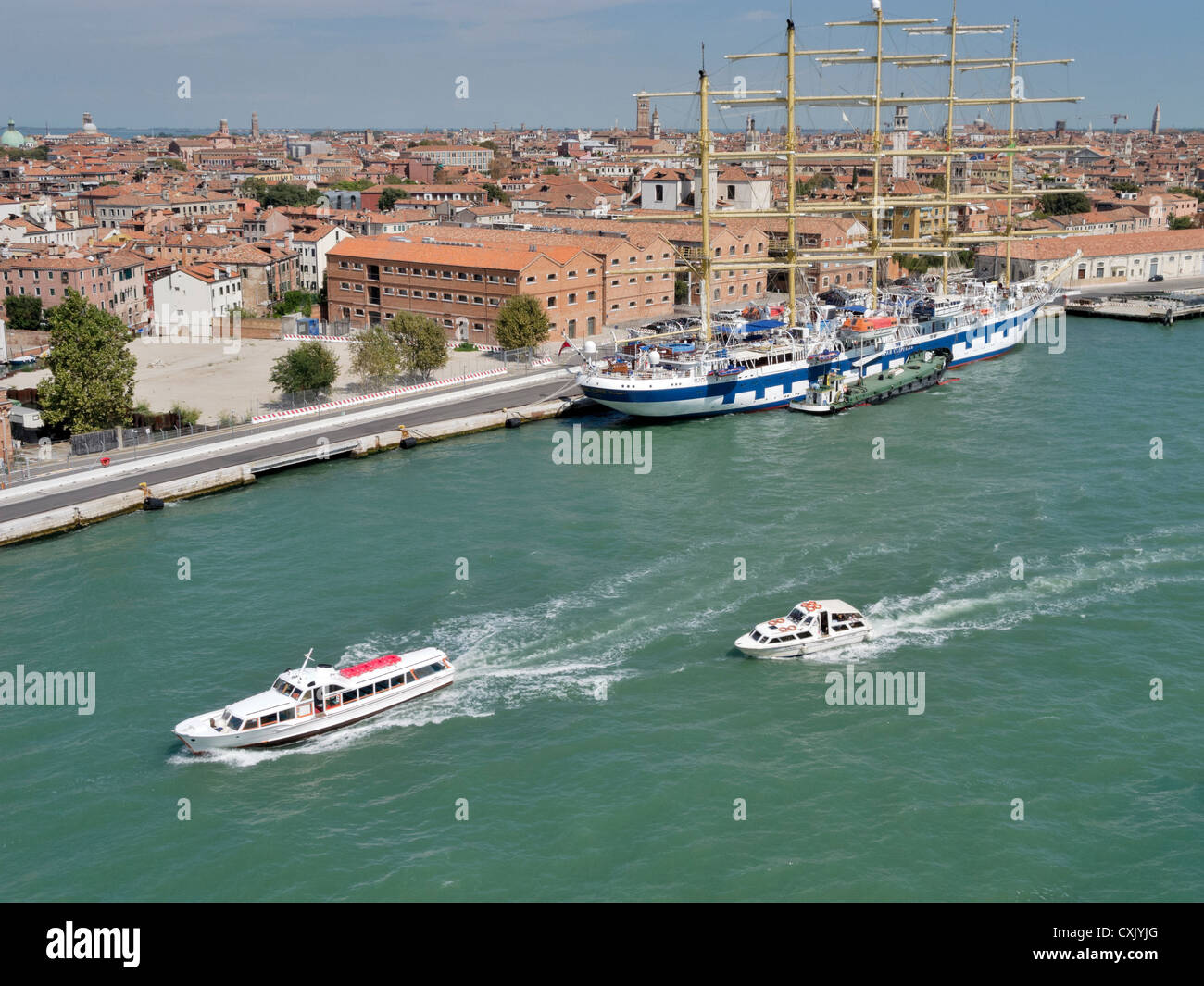 View on Star Clipper from cruise ship passing by through the Grand ...