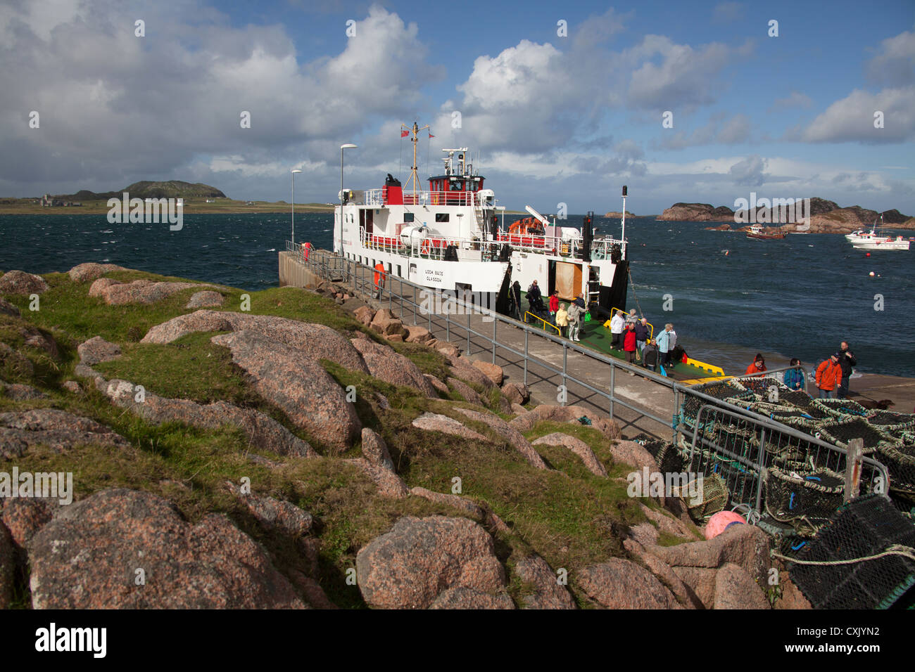 Isle of Mull, Scotland. Picturesque view of the Mull to Iona CalMac ...