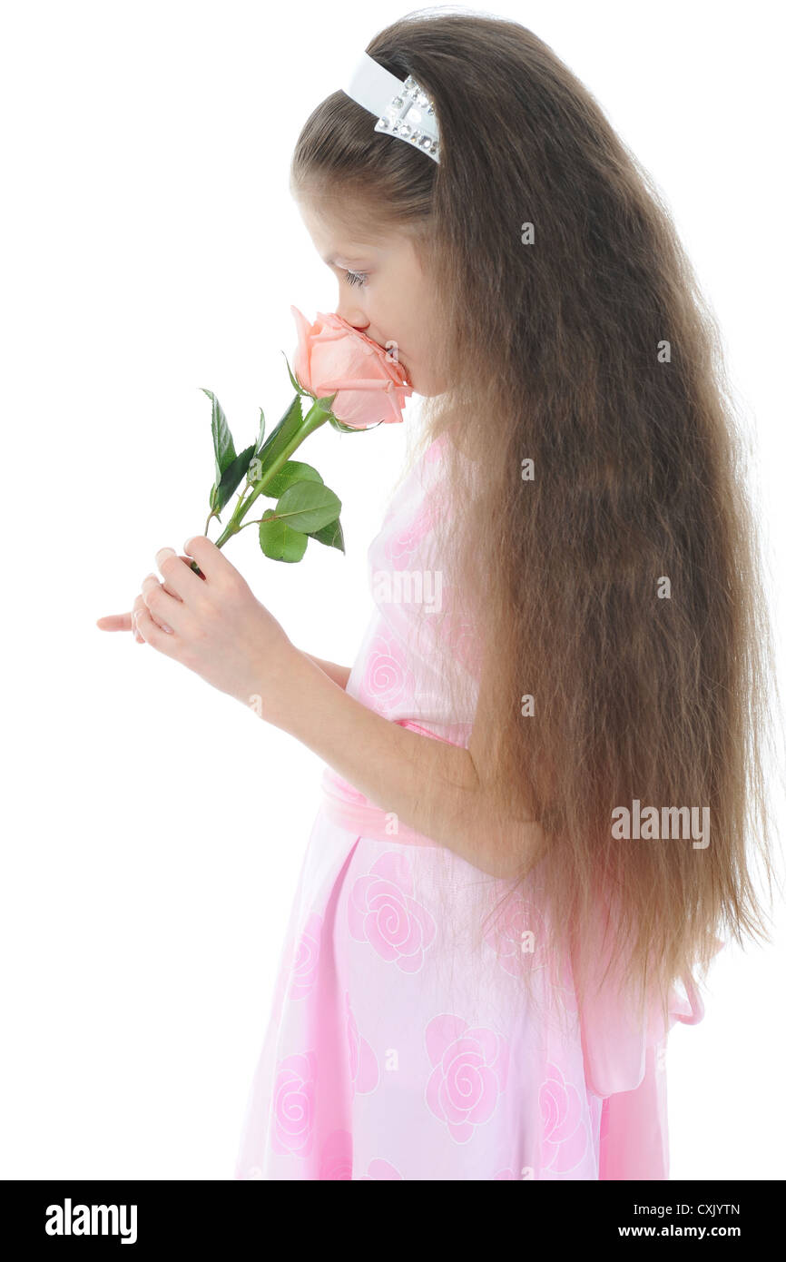 little girl with a rose Stock Photo - Alamy