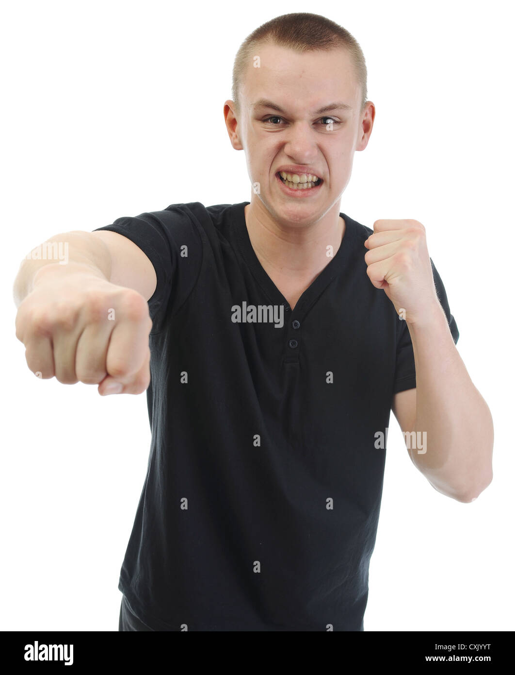 Angry man punched Stock Photo - Alamy