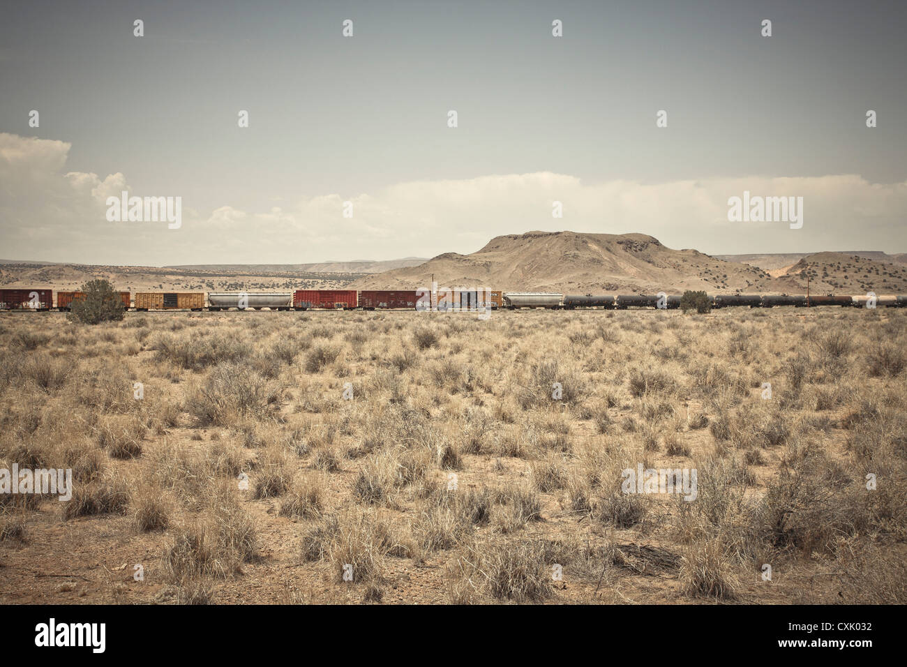 Freight Train, Route 66, New Mexico, USA Stock Photo - Alamy