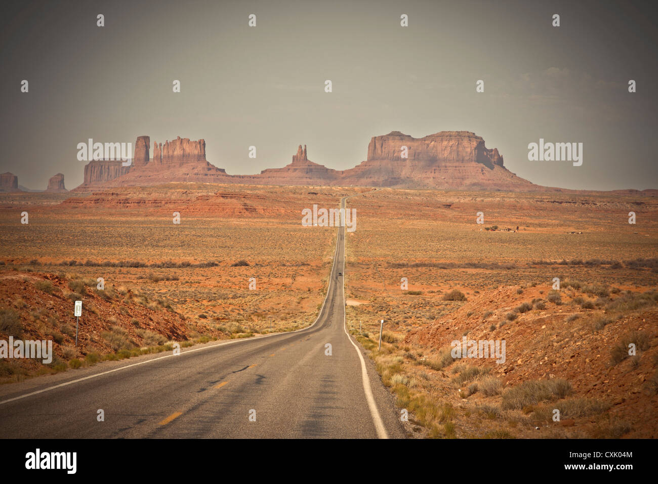 Monument Valley looking South on US Route 163, Utah, USA Stock Photo ...