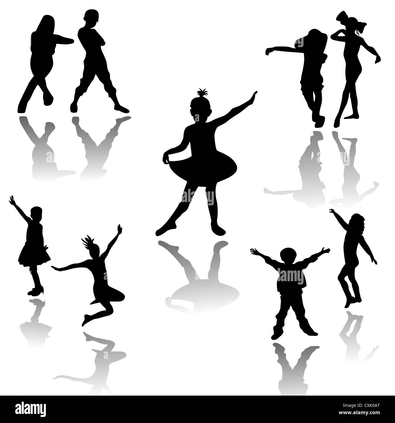Kids Dancing Silhouette High Resolution Stock Photography and Images ...