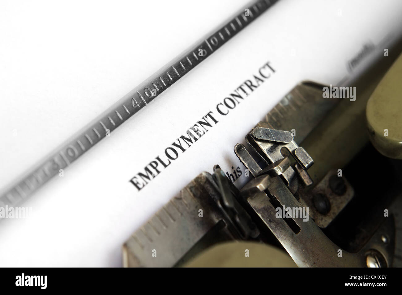 Document on typewriter Stock Photo - Alamy