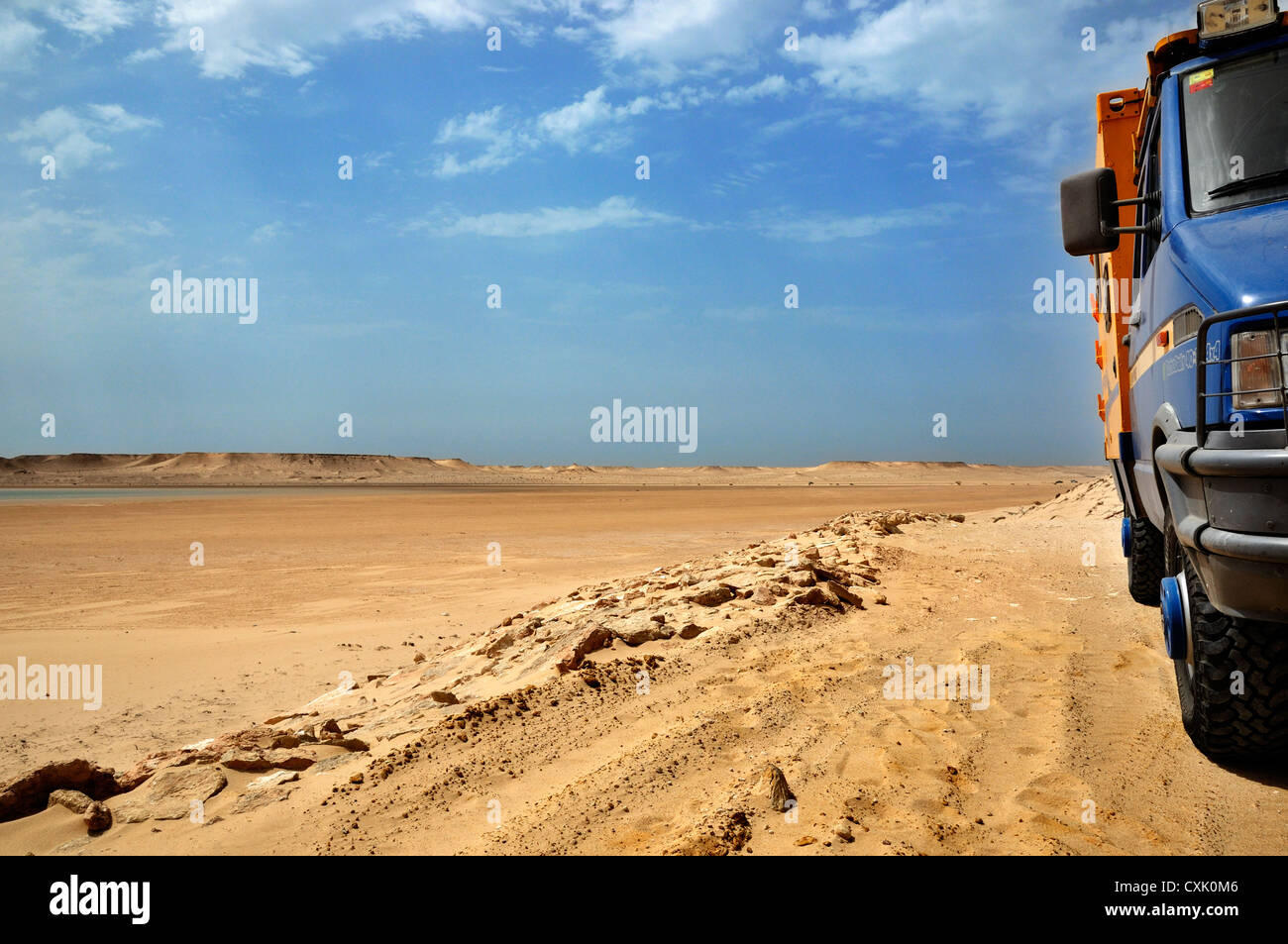 4x4 truck on the sandy desert. Dakhla, Western Sahara, Morocco Stock ...