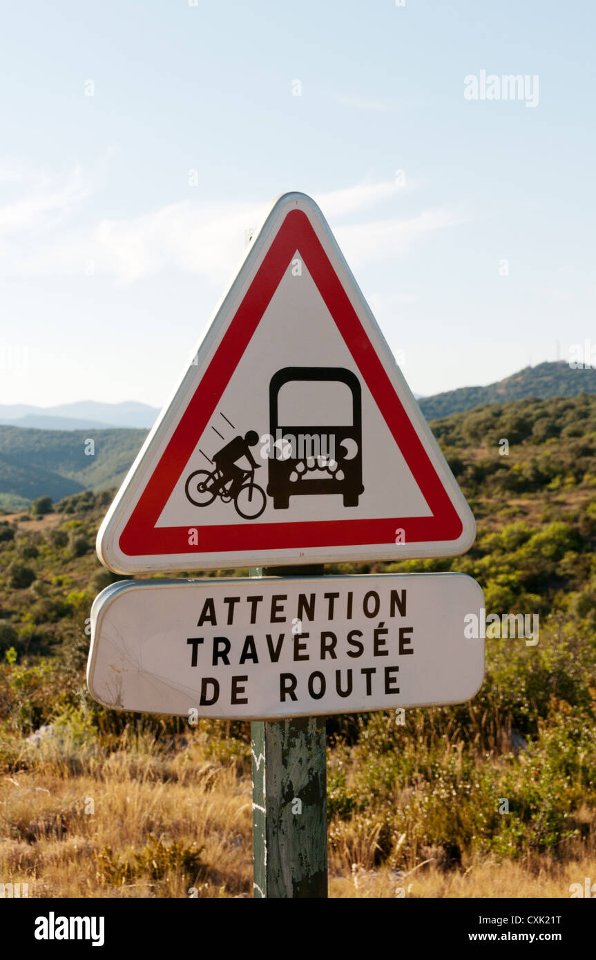 Cycling warning sign hi-res stock photography and images - Alamy