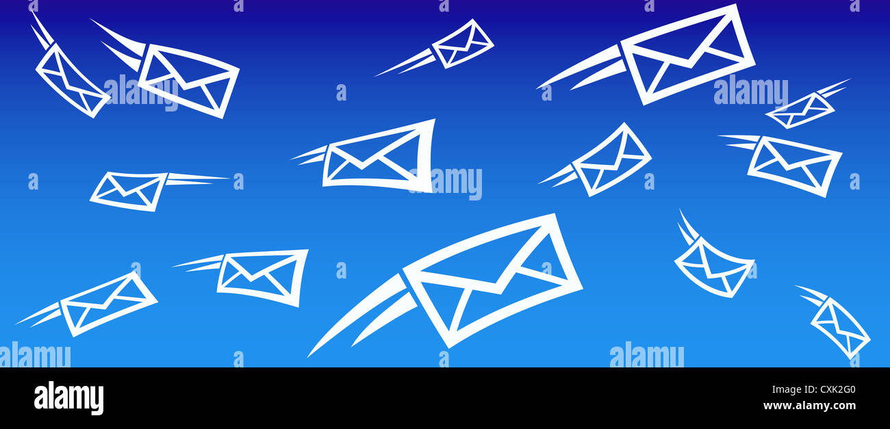 sending and receiving email background concept with flying mail Stock ...