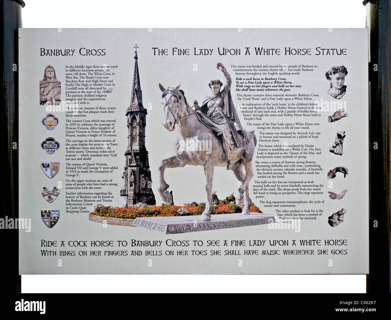 Fine Lady and Banbury Cross plaque. Oxfordshire England UK Stock Photo ...