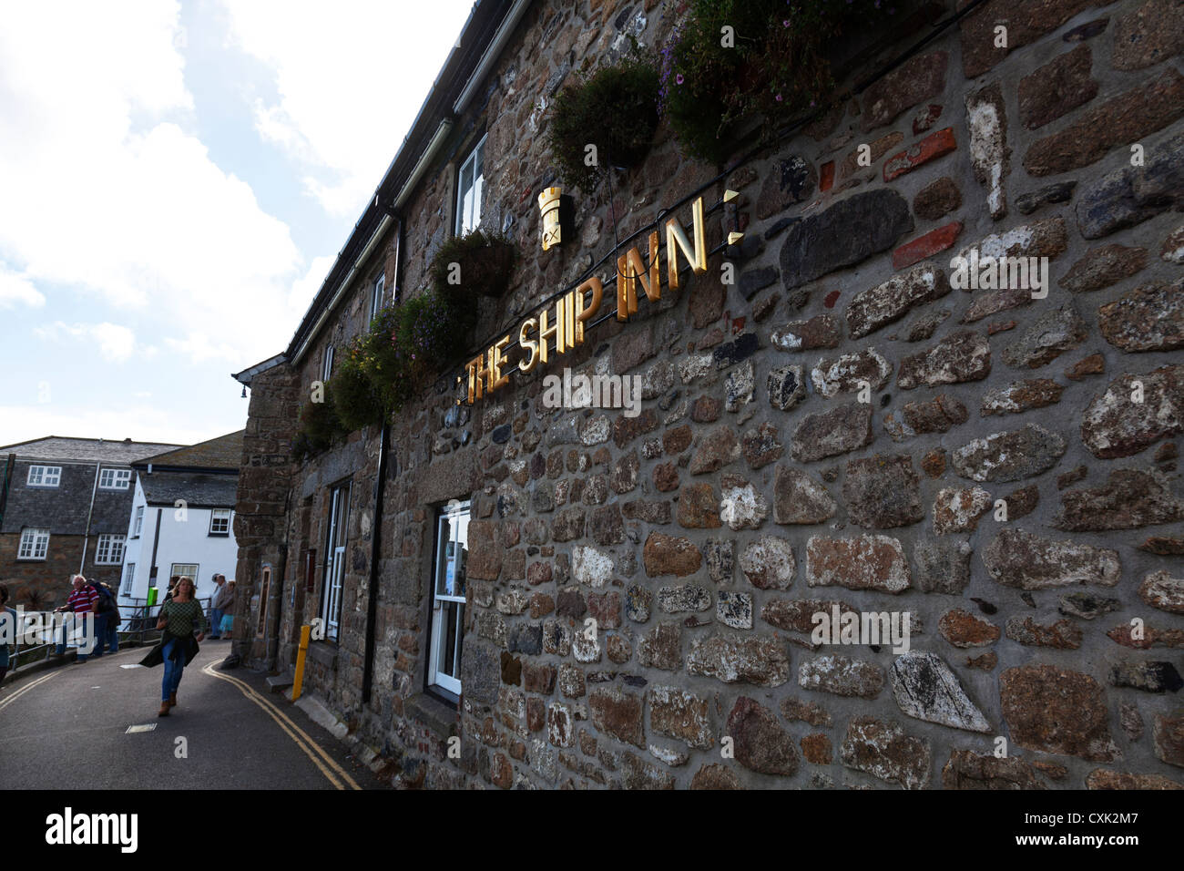The Ship Inn in Mousehole, Cornwall, iconic pub on sea front Stock ...