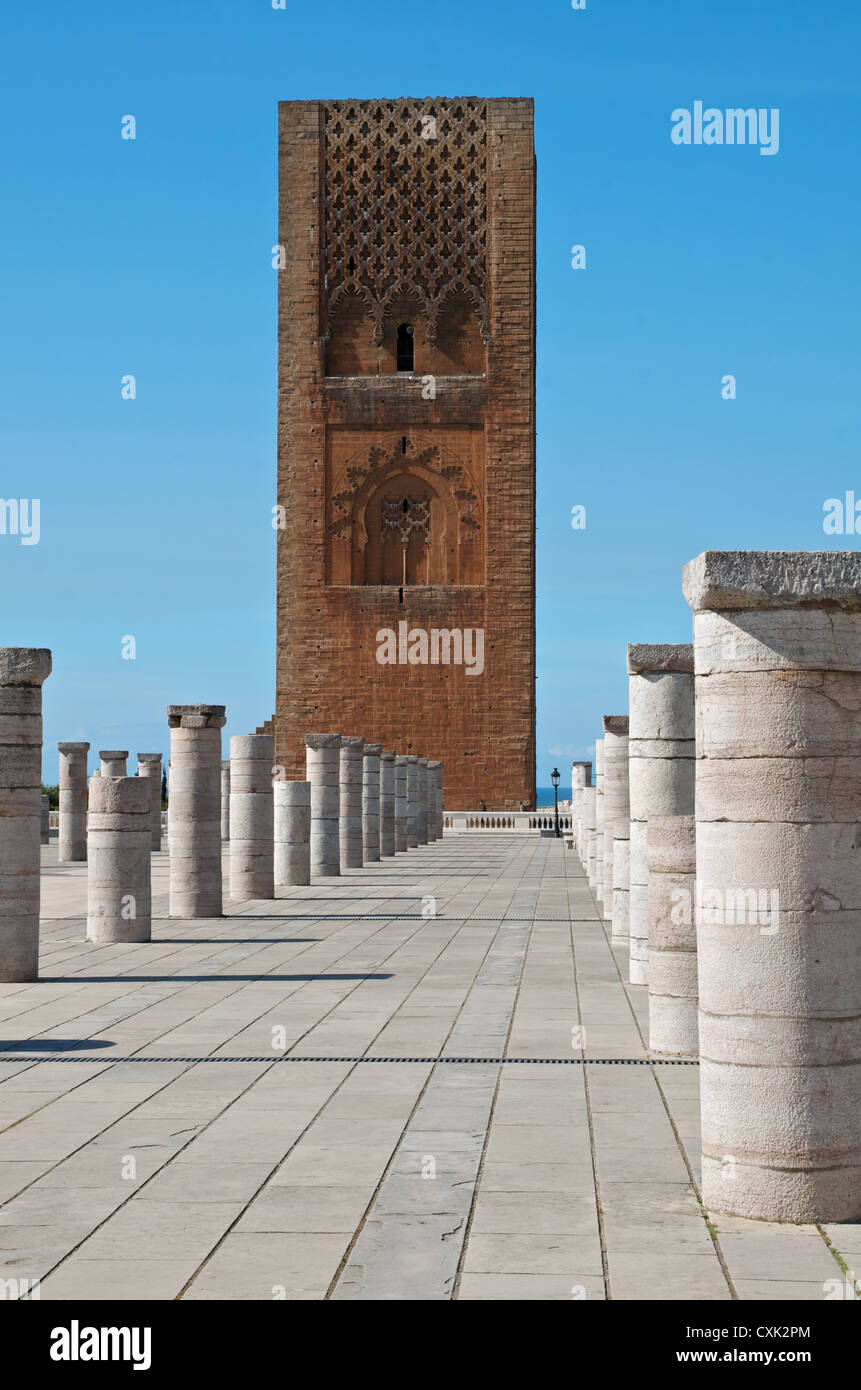 Tour Hassan in Moroccan capital city of Rabat is the minaret of an ...