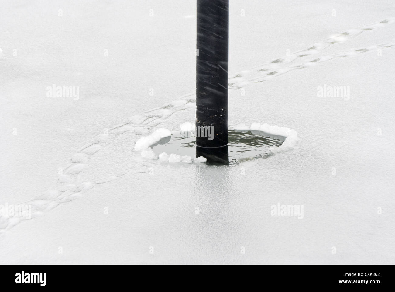 Mooring pole in the ice Stock Photo - Alamy