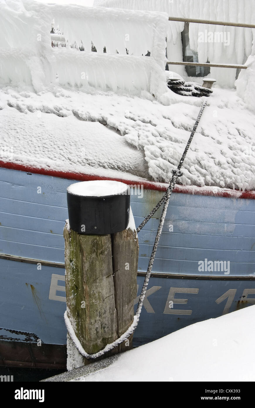Icy fishing boat, Detail Stock Photo - Alamy