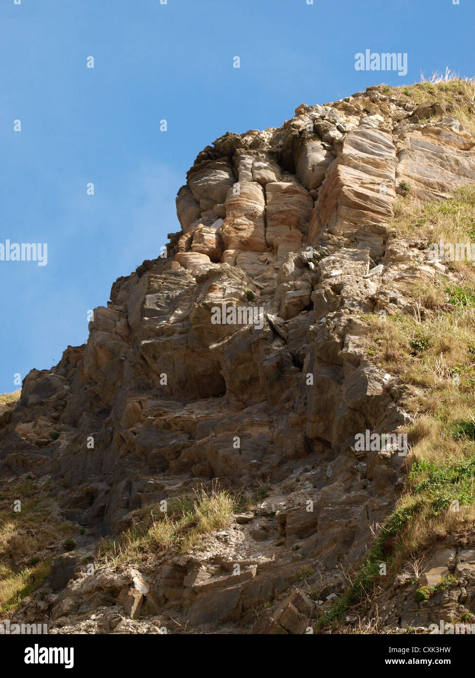 Cliffs at Watergate Bay, Cornwall, UK Stock Photo - Alamy