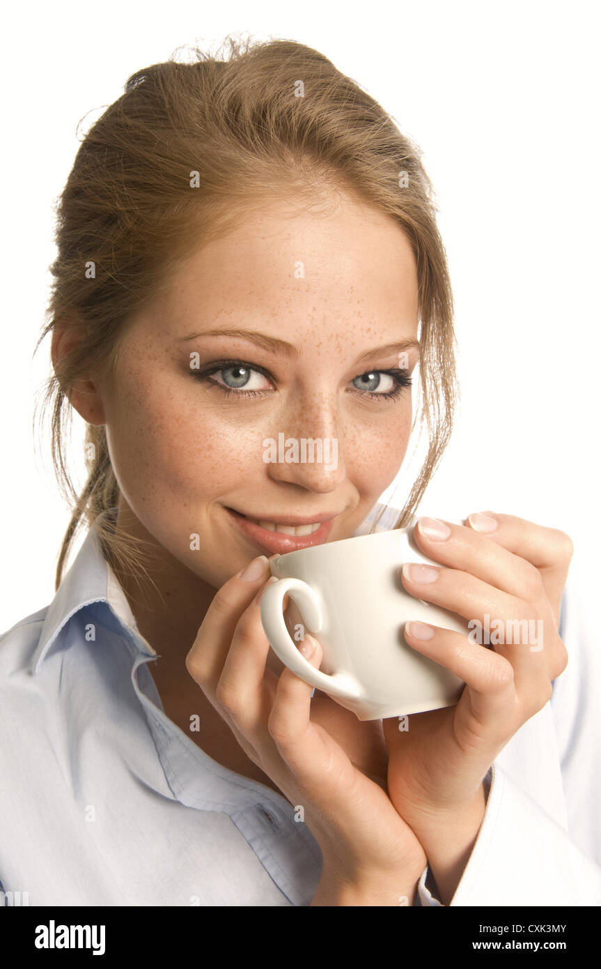 woman with cup Stock Photo - Alamy
