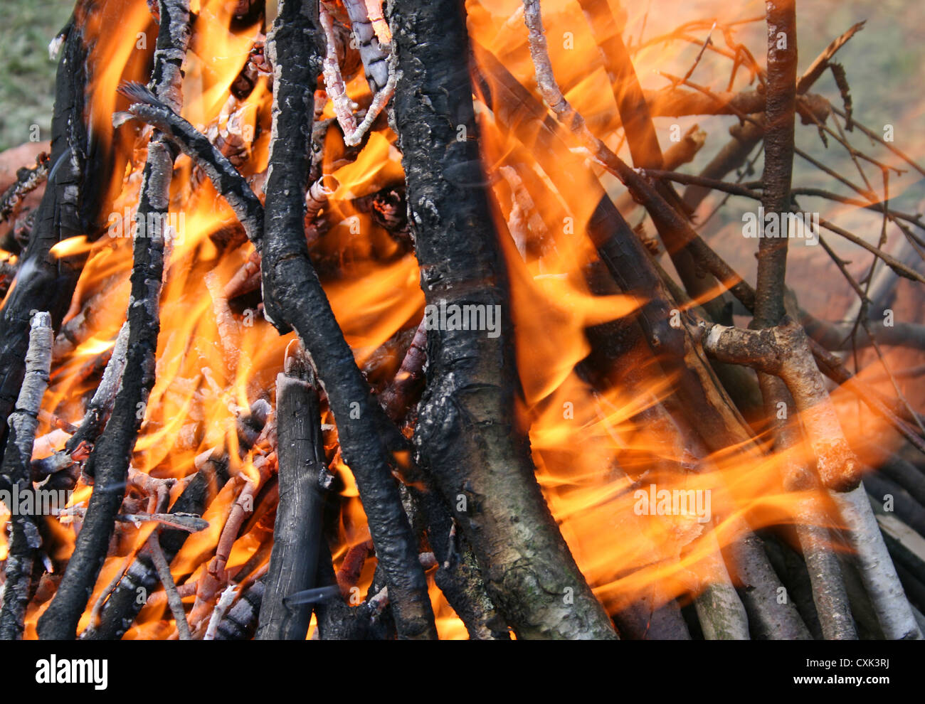 burning wood in fire Stock Photo - Alamy