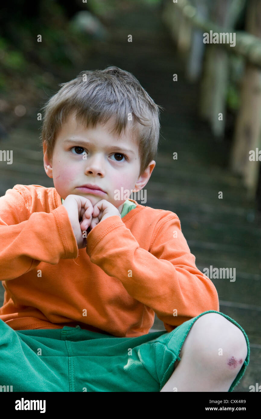 Portrait of Boy on Steps Stock Photo - Alamy