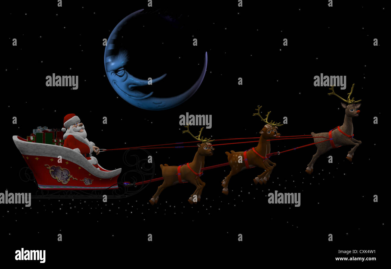Santa sleigh flying hi-res stock photography and images - Alamy