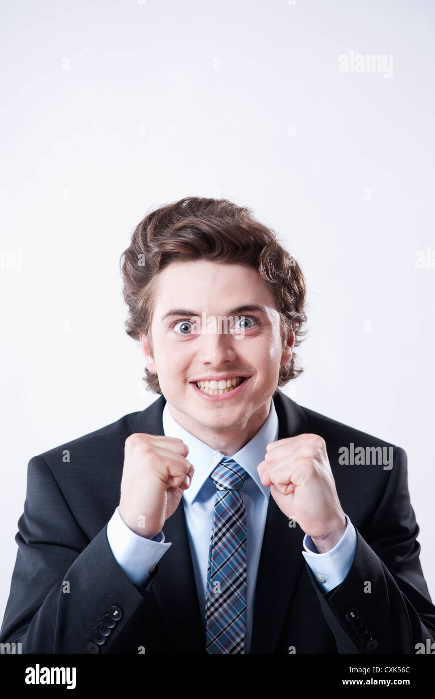 Portrait of Excited Young Businessman Stock Photo - Alamy