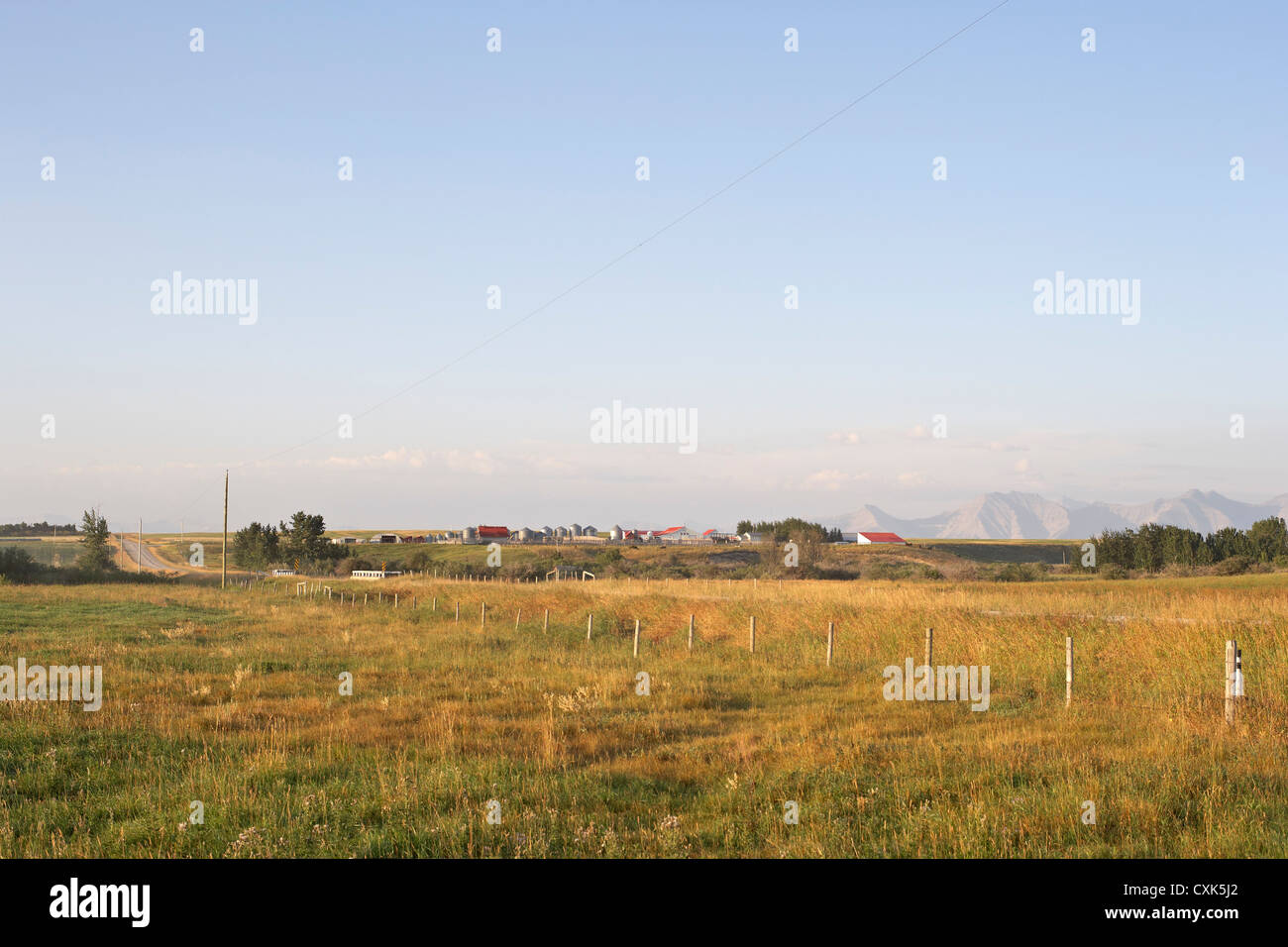Prairie Farm and Fields, Rocky Mountains in Distance, Utopia Farm ...