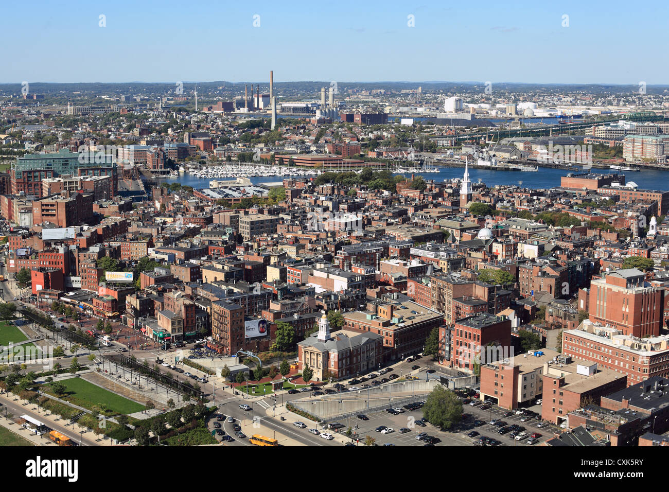 Aerial View Of The North End, Boston The Oldest Part Of The City With ...