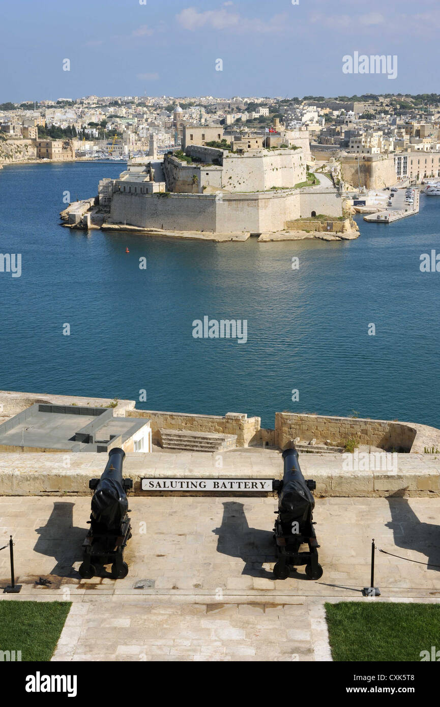 Malta overlooking Grand Harbor and Fort St Angelo Stock Photo - Alamy