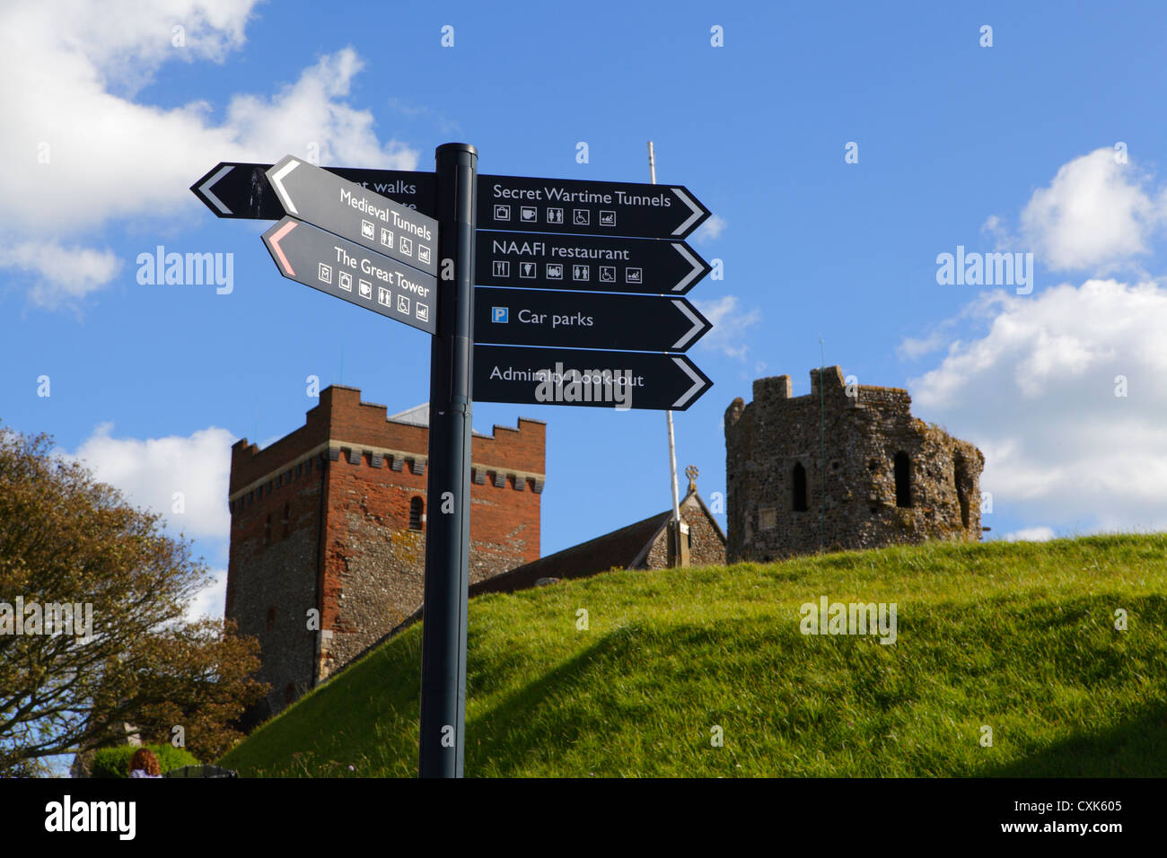Signpost at Dover Castle Kent UK GB Stock Photo - Alamy