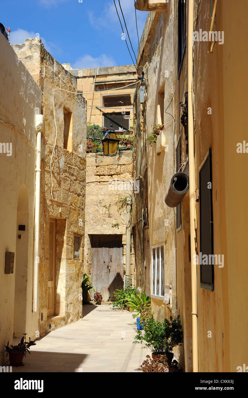 A pretty street in the old city of Victoria, Gozo Island, Malta Stock ...