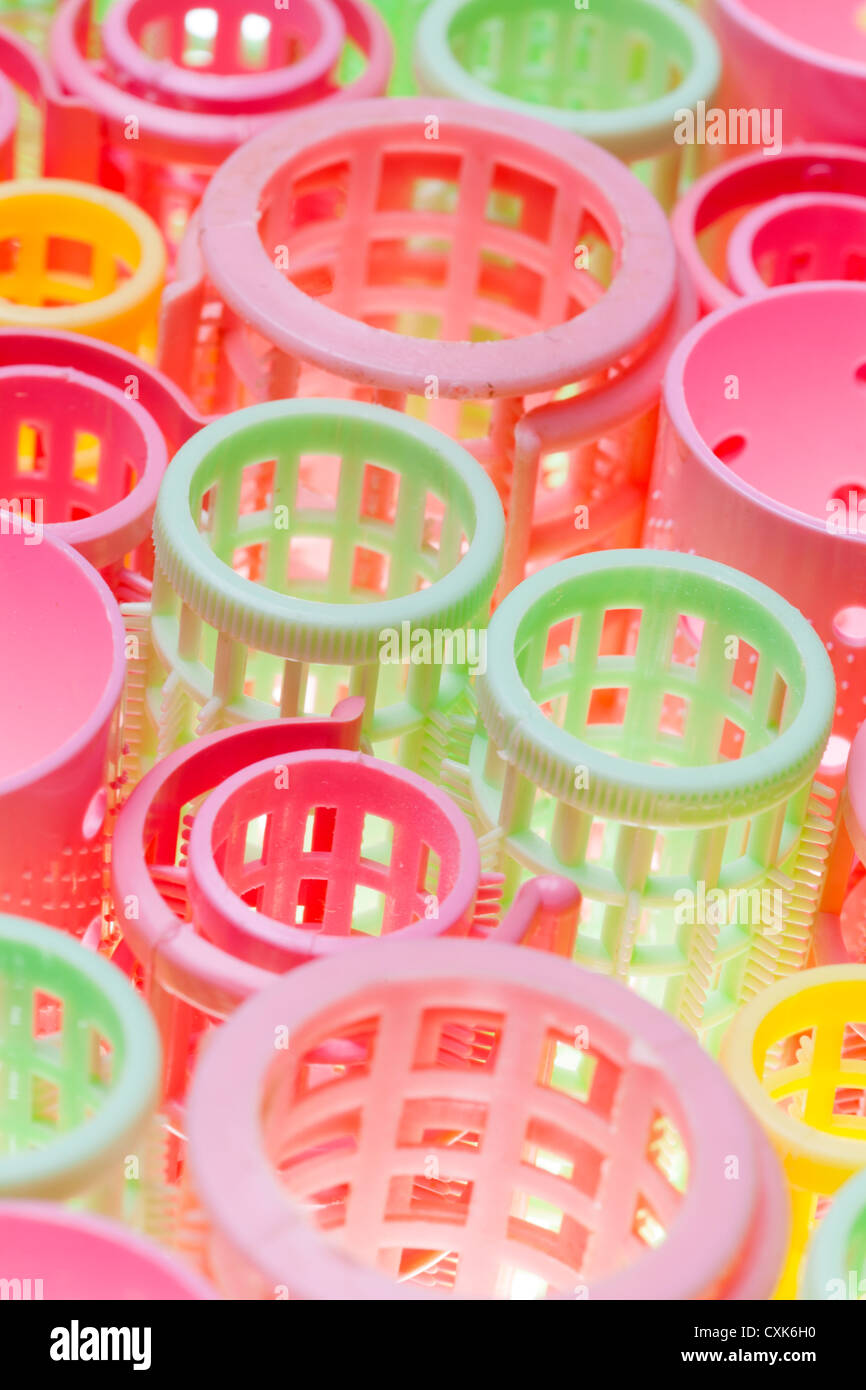 A close up of women's hair curlers Stock Photo - Alamy