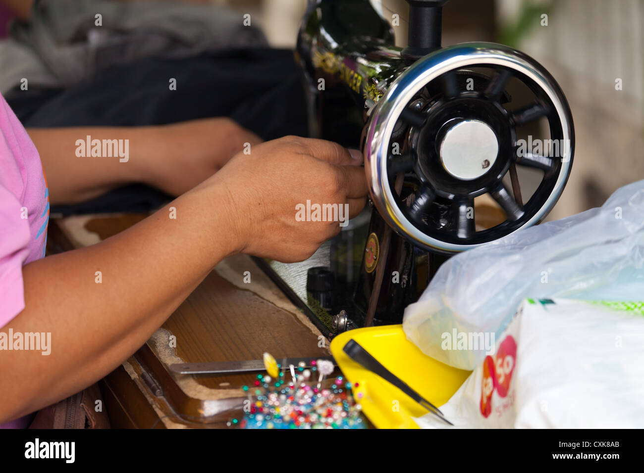 Sewing Machine on the Street in Bangkok Stock Photo - Alamy