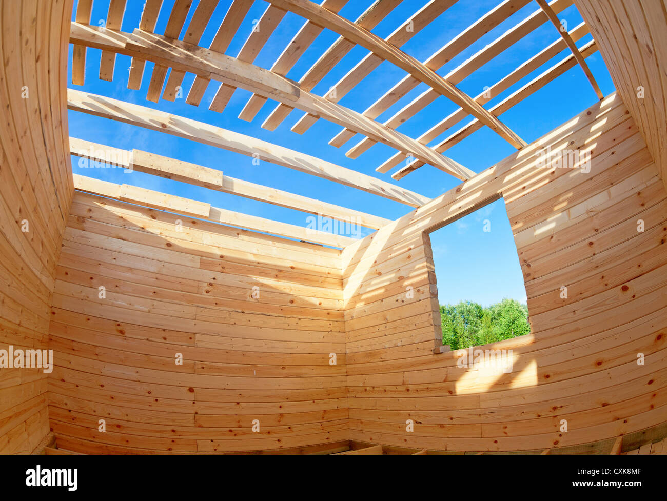 Construction of a new wooden house Stock Photo - Alamy