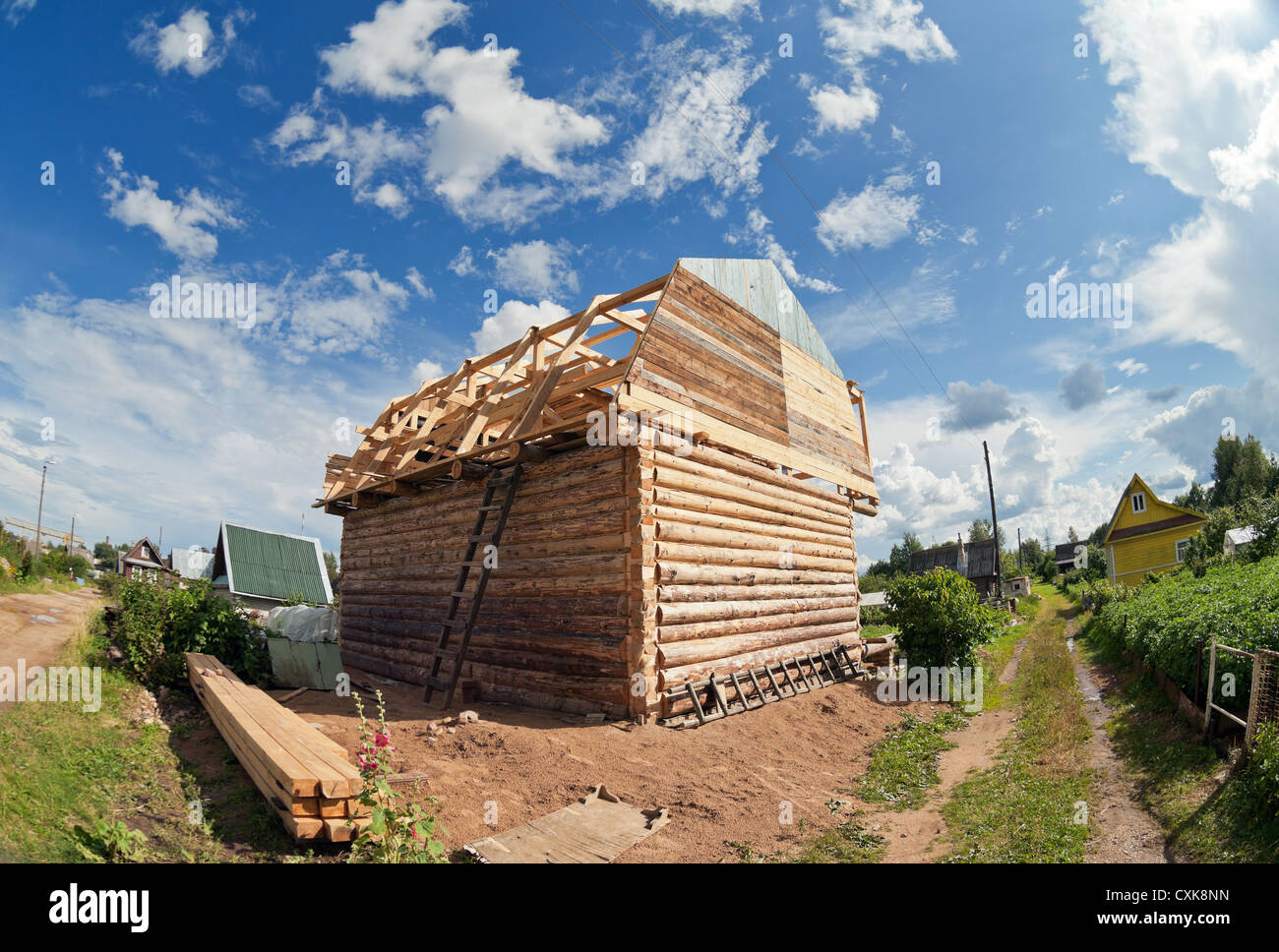 Construction of a new wooden house Stock Photo - Alamy