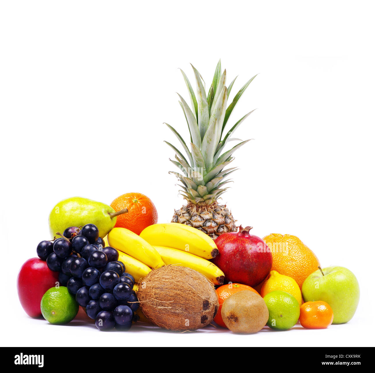 Composition with fruits isolated on white Stock Photo - Alamy