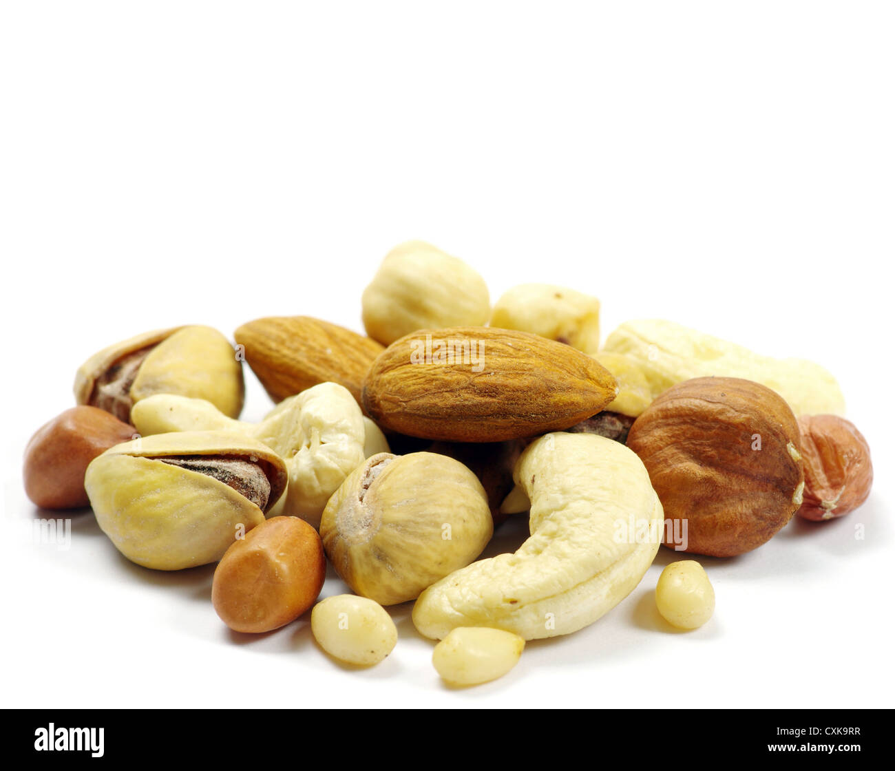 Assorted mixed nuts on white background Stock Photo - Alamy