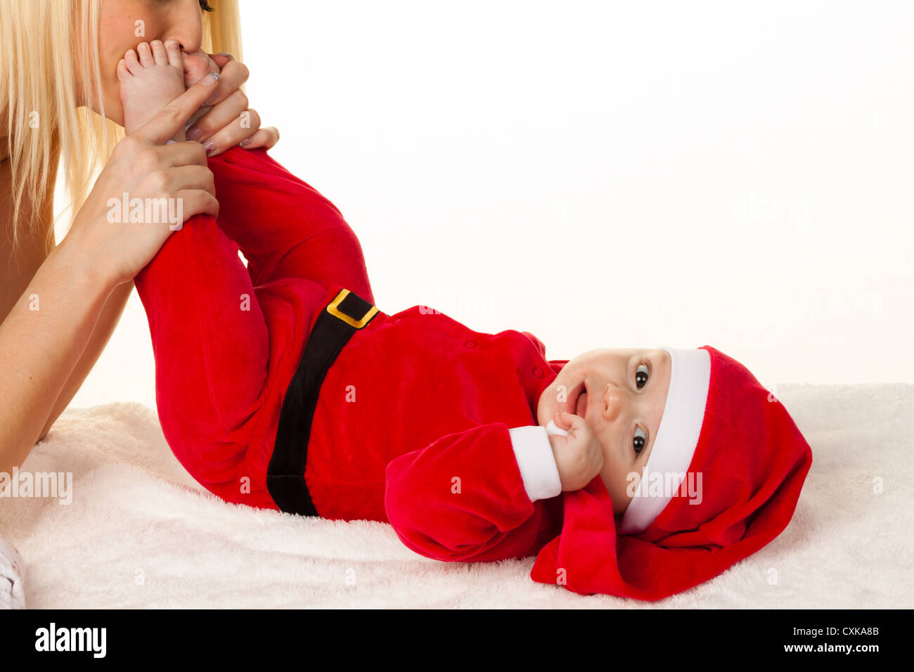 Little Baby with Santa Claus Stock Photo - Alamy