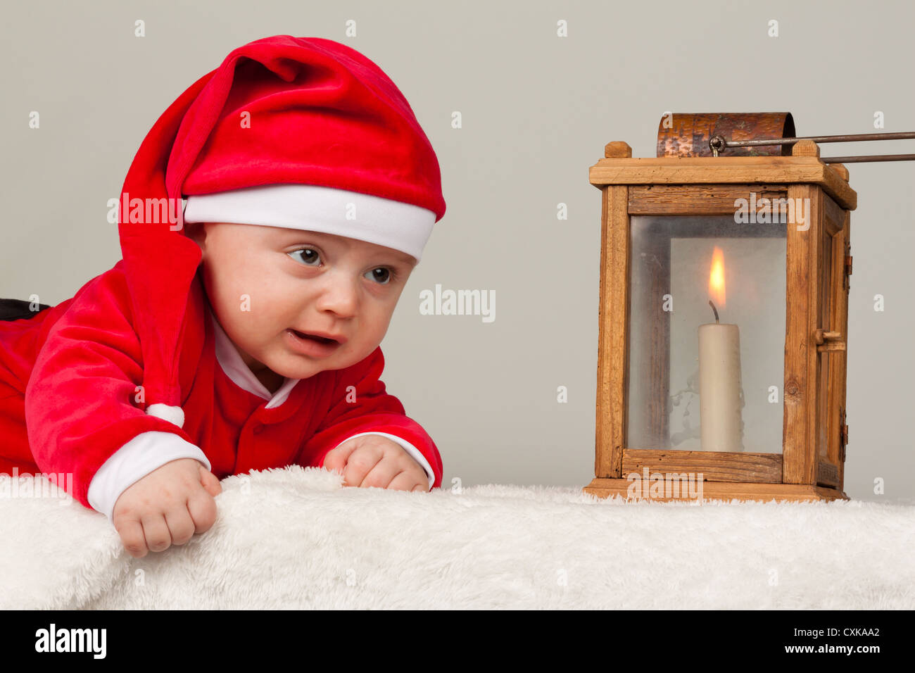 Little Baby with Santa Claus Stock Photo - Alamy