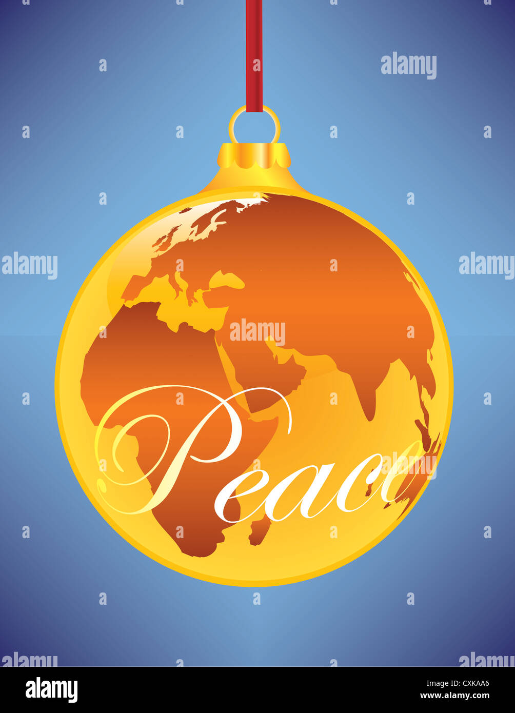 'Peace on Earth' A Gold Christmas Ornament in the shape of the World ...