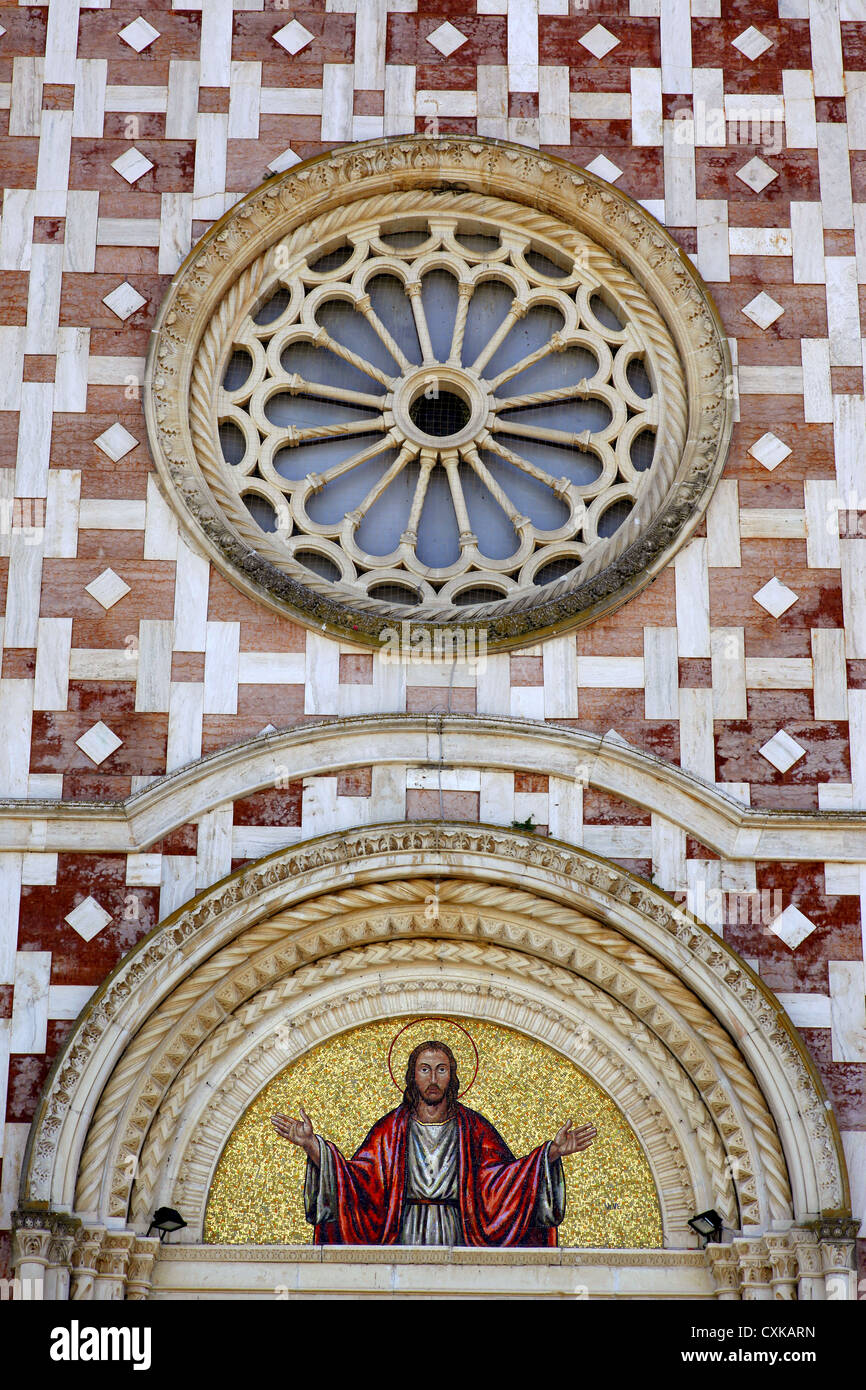 The pink and white marble of the Church of San Nicola or Basilica Volto ...