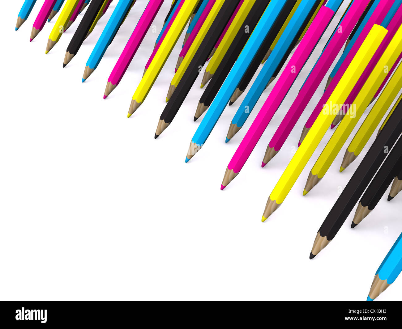 many rows of CMYK colored pencils. 3D Stock Photo - Alamy